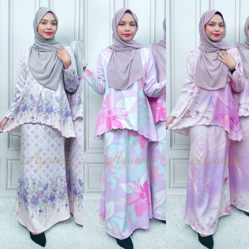NEW ARRIVAL Baju raya viral Material Ariana Silk Cotton SOFT PURPLE ...