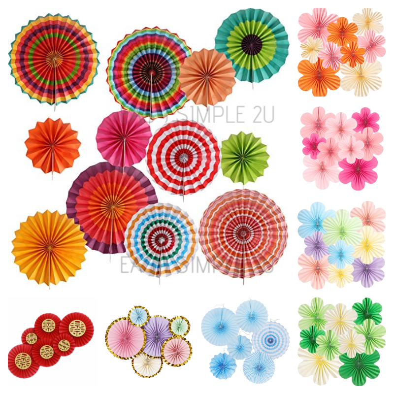 (1Set) Hiasan Dinding Kipas Kertas Gantung DIY Party Hanging Flower ...