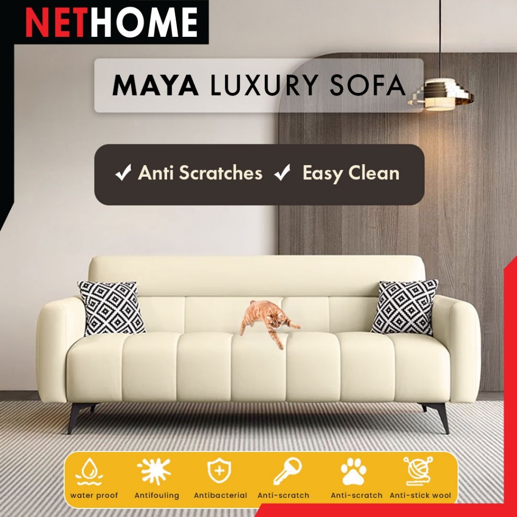 ⚡️NETHOME⚡️MAYA sofa Luxury Style with Anti-Scratching Leather with ...