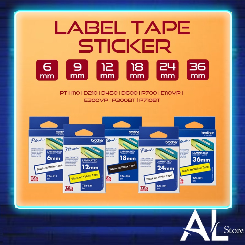 BRO 6MM 9MM 12MM 18MM 24MM 36MM OEM LABEL TAPE STICKER BLACK ON WHITE ...