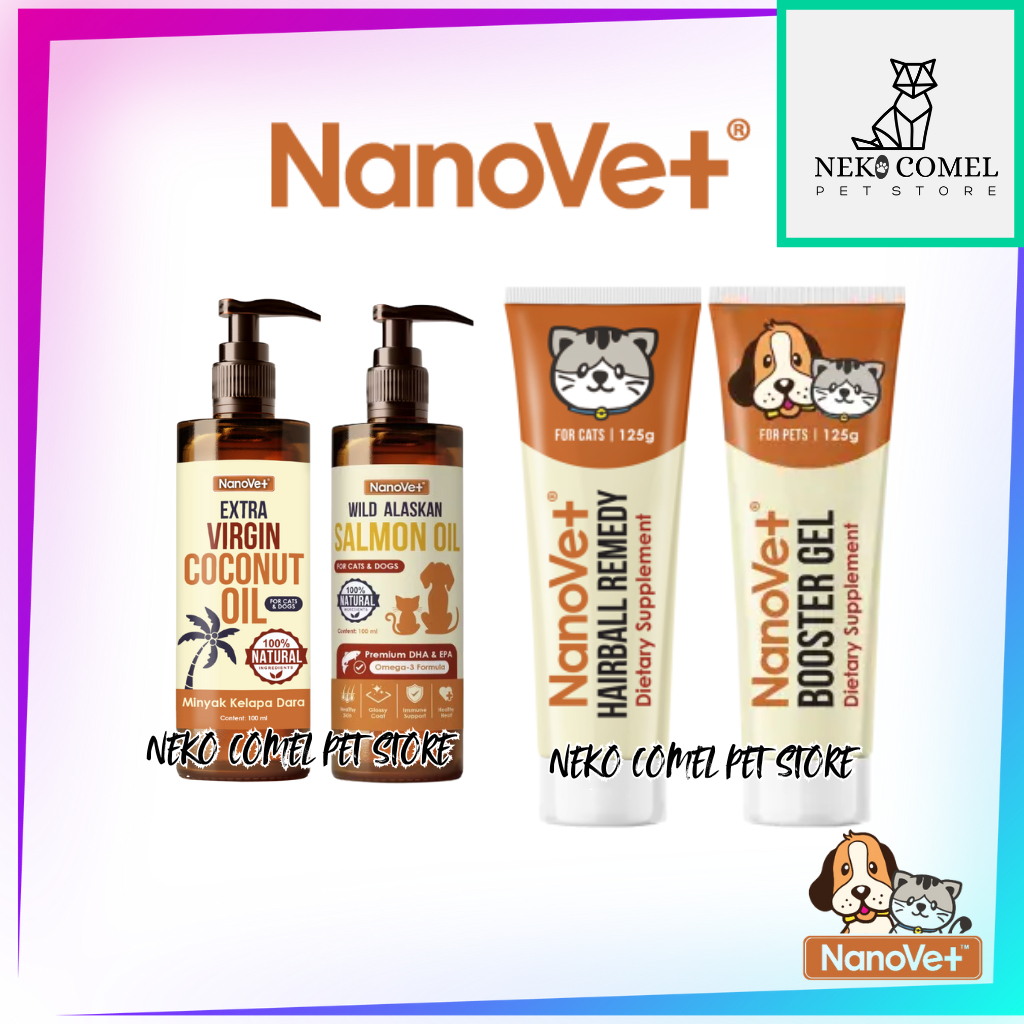 Nanovet® Wild Alaskan Salmon Oil /Extra Virgin Coconut Oil / Hairball ...