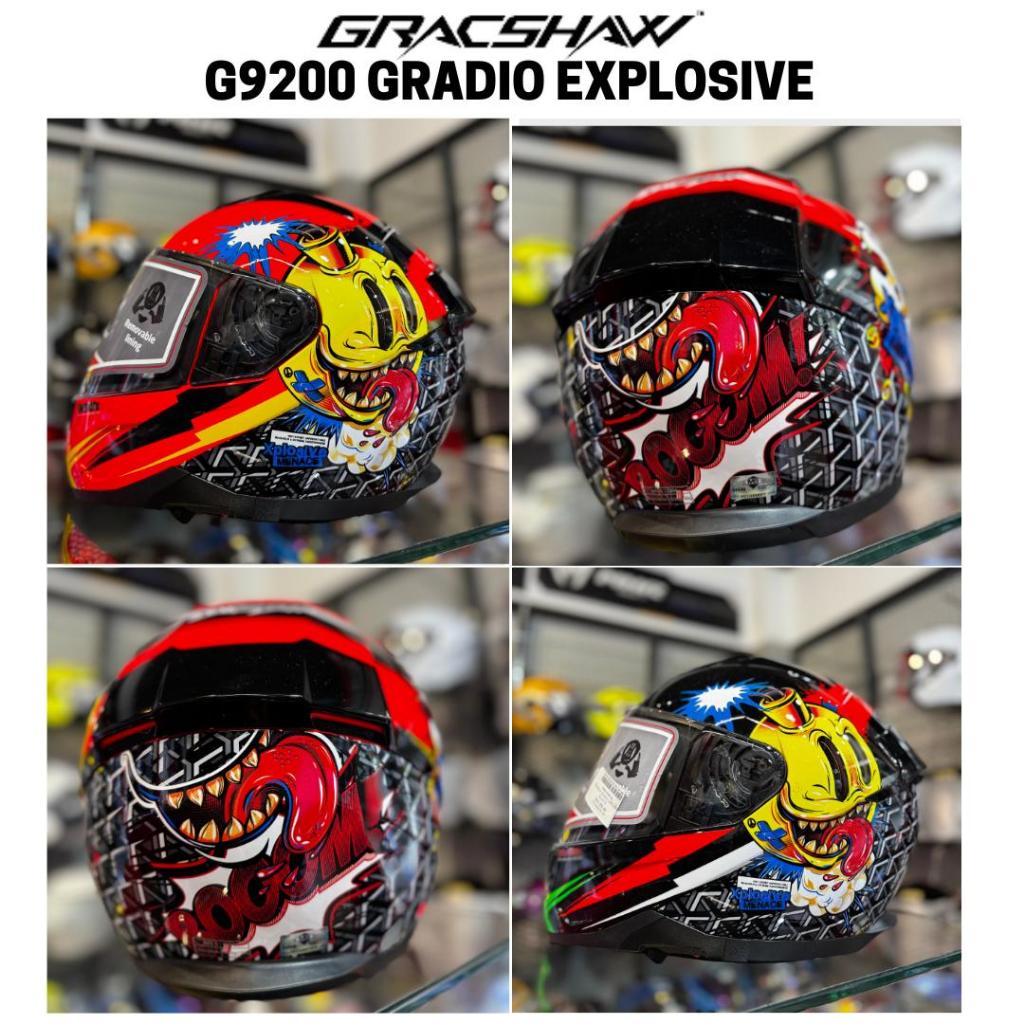 GRACSHAW FULLFACE HELMET DOUBLE VISOR GRADIO EXPLOSIVE BLACK RED ORANGE ...