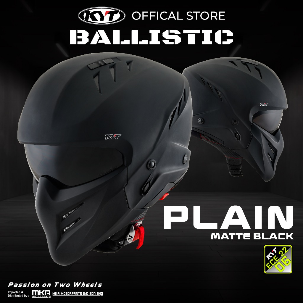 KYT Helmet Ballistic Plain - Matte Black | Shopee Malaysia