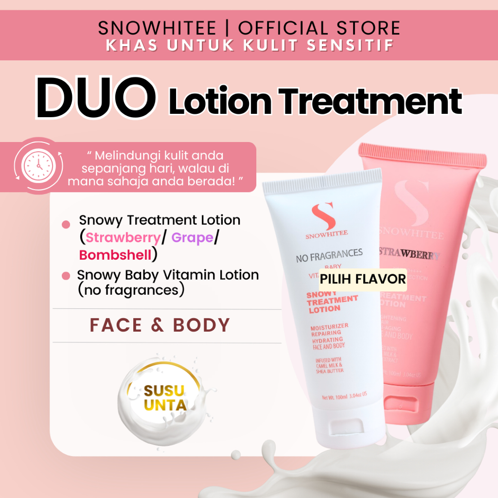DUO LOTION Treatment Snowhitee untuk kulit sensitif dan kering muka dan ...
