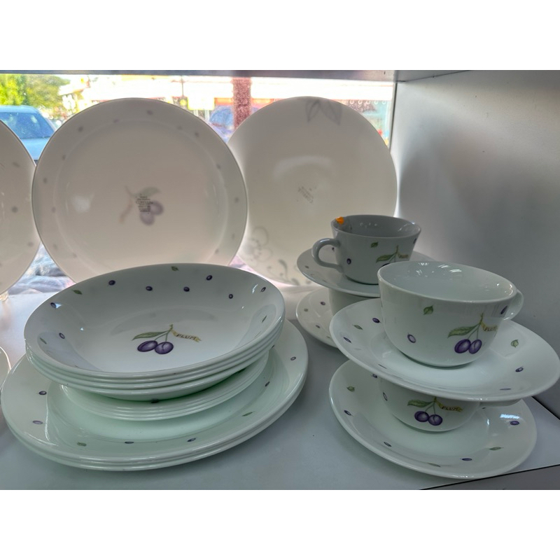 ORIGINAL CORELLA DINNER SET BUNGA PULM 20PCS SET SEKALI DANGAN CAWAN ...