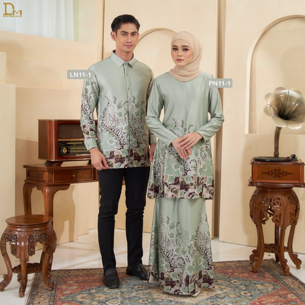 Desa Murni Batik - Baju Sedondon Kurung Batik Alana & Kemeja Batik DM 7.0 (Satin Valentino ...