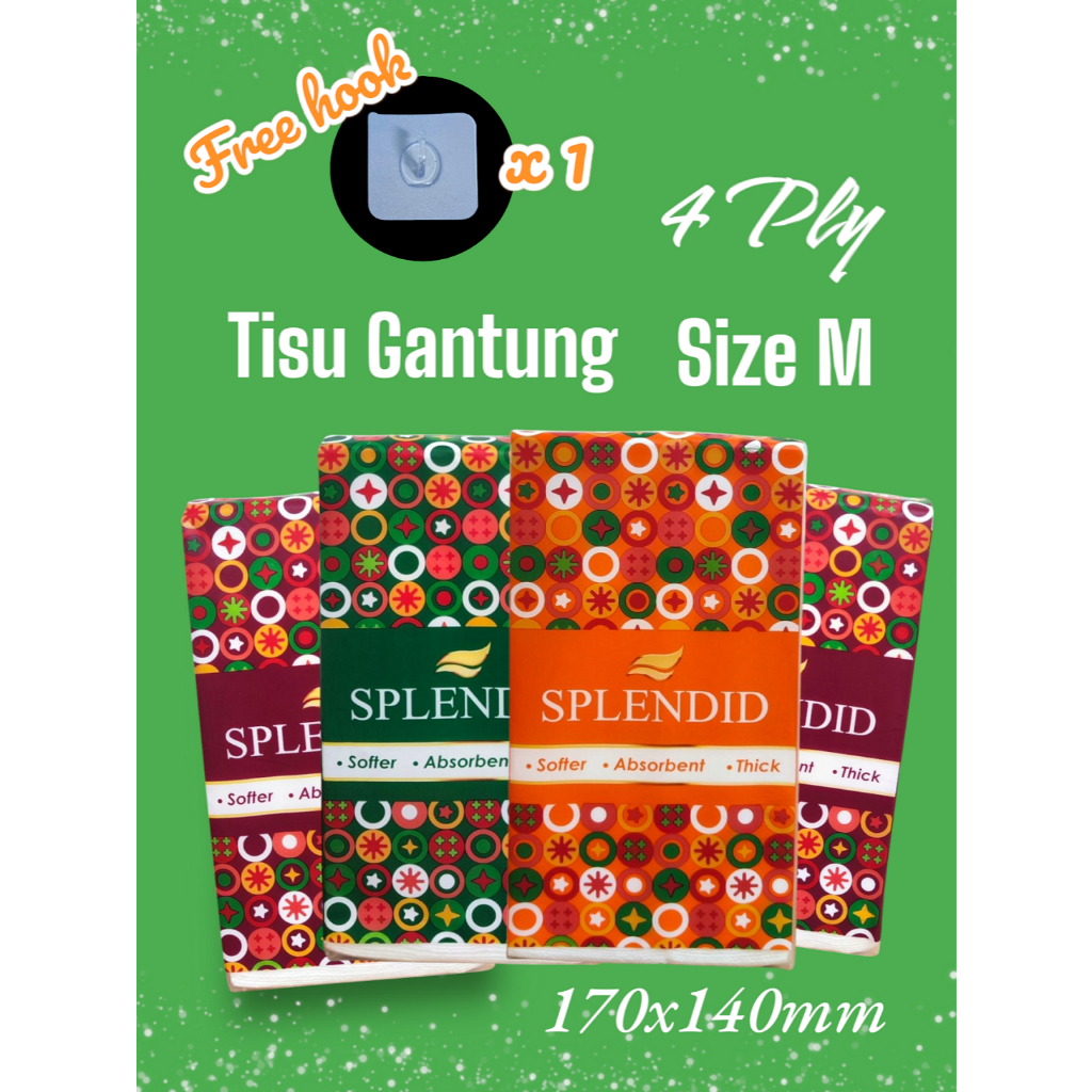 Splendid Hanging Tissue Tisu Gantung 4Ply 1000 Sheets 4 PACKS M Size ...