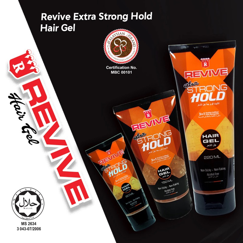 REVIVE Hair Gel 220ml 150ml 60ml Extra Stong Hold Hair Gel Hair Styling ...