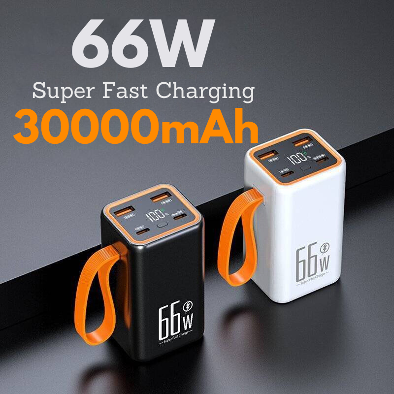 20000/30000mAh 66W PD Powerbank | 4-Port Fast Charge, LED Display | Power Bank Pengecas Pantas ...
