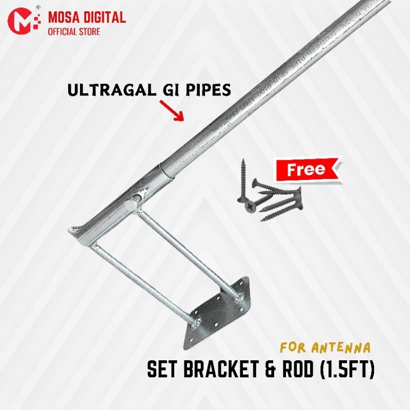 MOSA Set Bracket & Tiang 1.5ft Antena Arieal Batang Besi Tebal Tahan ...