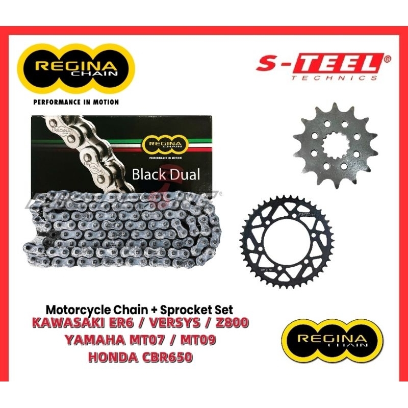 REGINA SPROCKET SET YAMAHA MT07 MT09 CBR650 KAWASAKI ER6 Z800 SPROCKET ...