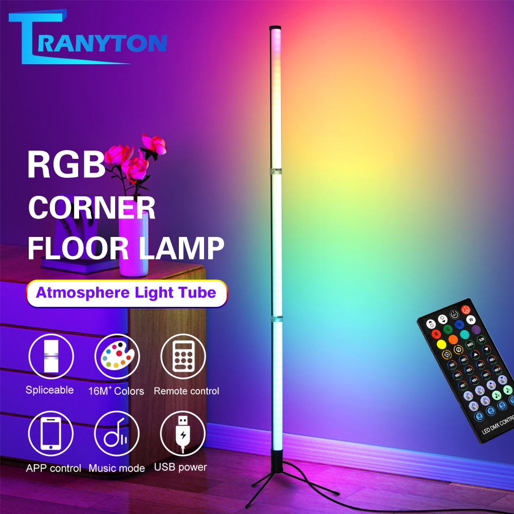 USB LED Light Tube Floor Lamp Living Room Colorful RGB Light With ...