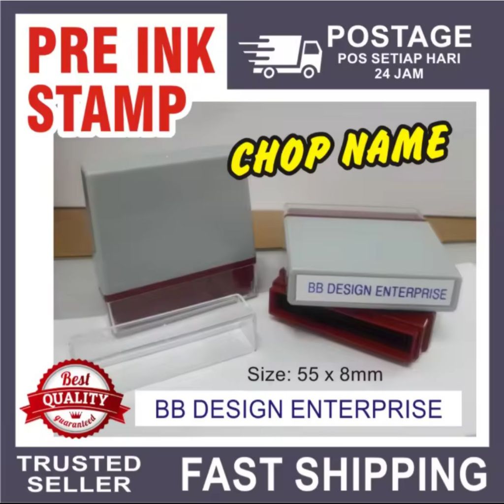 (READY STOCK) 24 HOUR SHIPPING PRE-INK STAMP - CHOP NAME (1 LINE ...