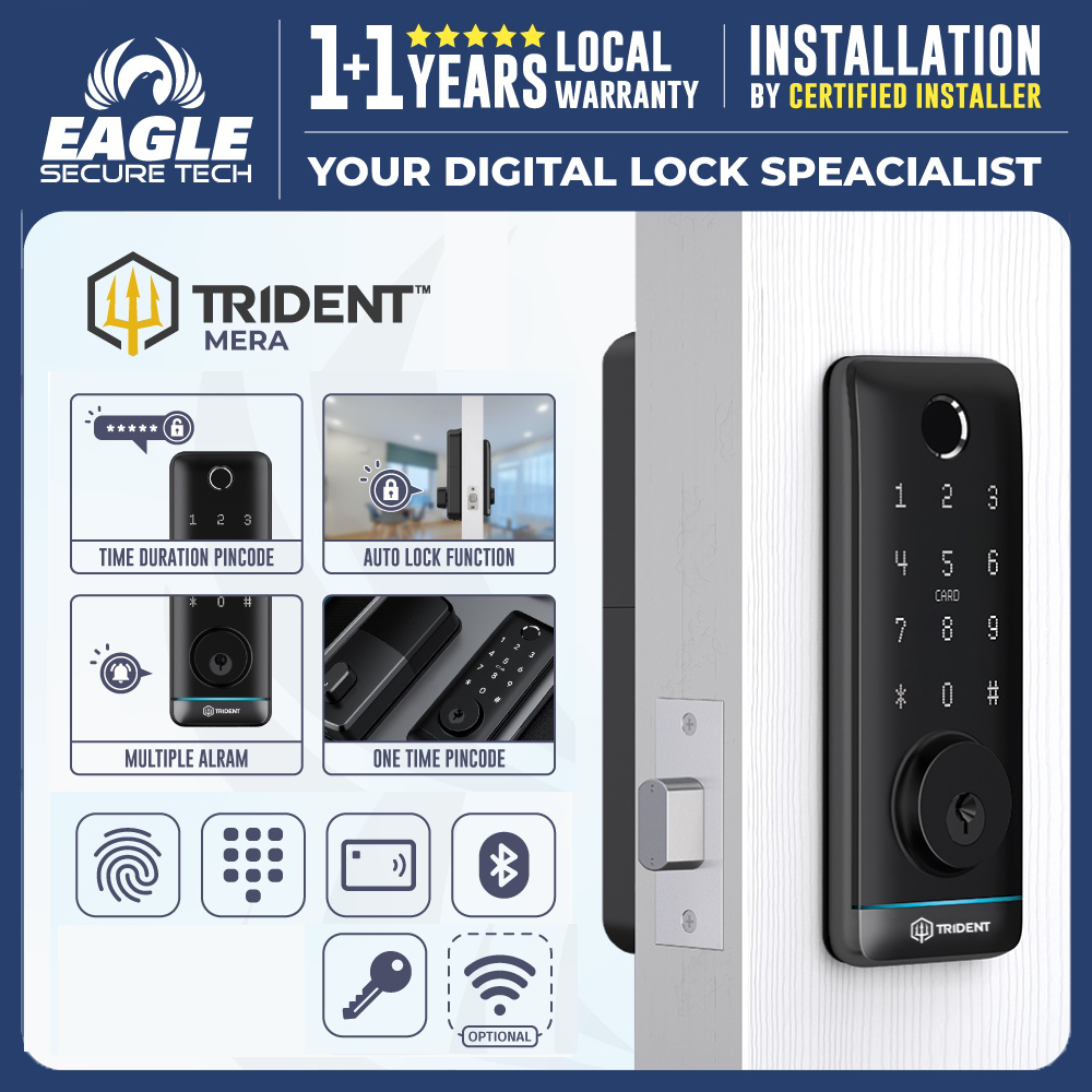 TRIDENT MERA | Smart Door Lock Digital Door Lock Auto Rim Fingerprint ...