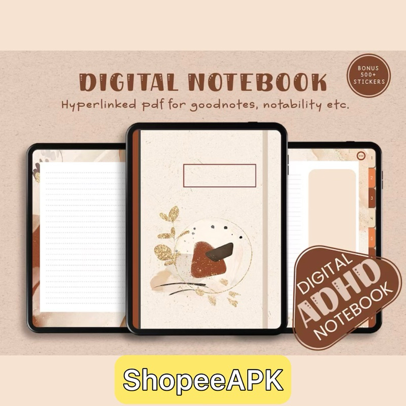 Aesthetic Digital Notebook with Tabs, ADHD Planner, Minimalist ...