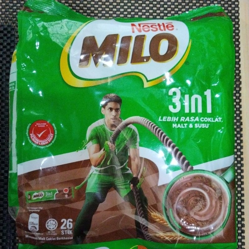 NESTLE MILO 3 In 1 Lebih Rasa Coklat, Malt & Susu 33g x 26 Stik (Exp ...