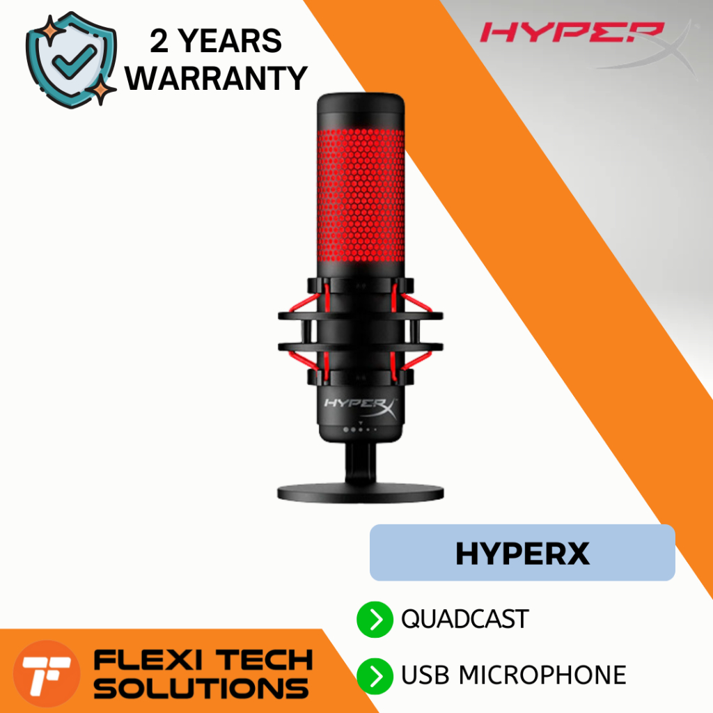 Flexi Tech HyperX QuadCast - USB Microphone (Black-Red) - Red Lighting (HX-MICQC-BK) | Shopee ...
