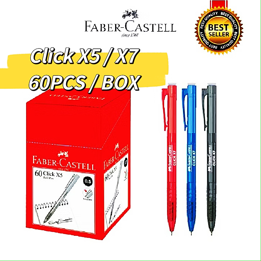 Faber-Castell Ball Pen Click X5 / X7 (60pcs/box) / Bundle Bulk 60pcs ...