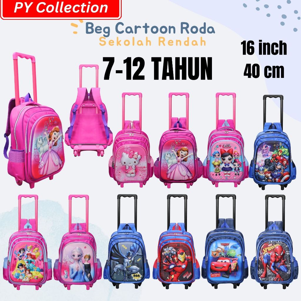 Beg Cartoon Roda Budak Sekolah Rendah / Sekolah Tadika / Trolley Bag ...