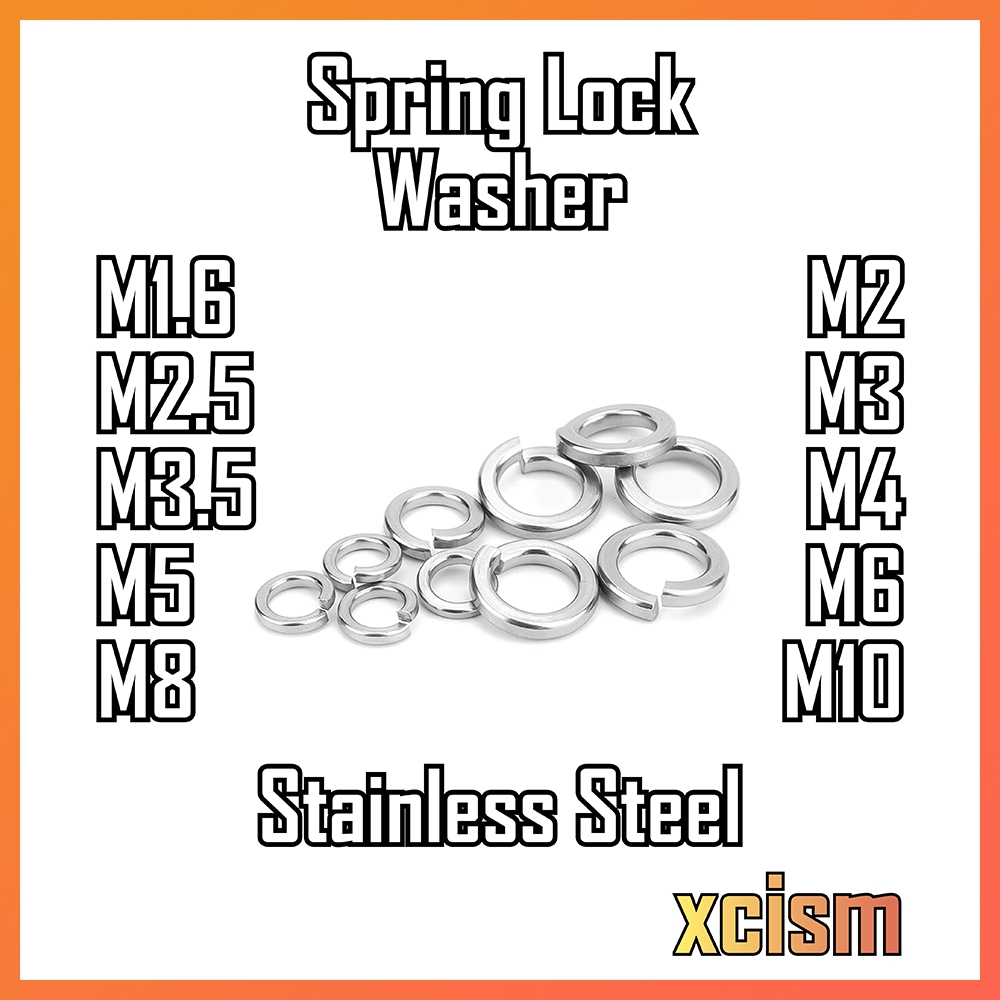 (2 Pcs) Single Coil Split Ring Spring Lock Washer M1.6 M2 M2.5 M3 M3.5 ...