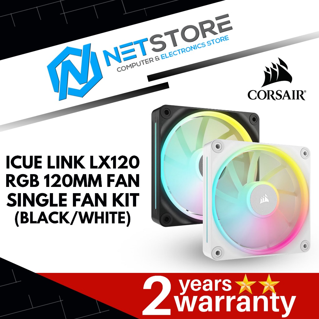CORSAIR ICUE LINK LX120 RGB 120MM FAN SINGLE FAN KIT (BLACK/WHITE ...