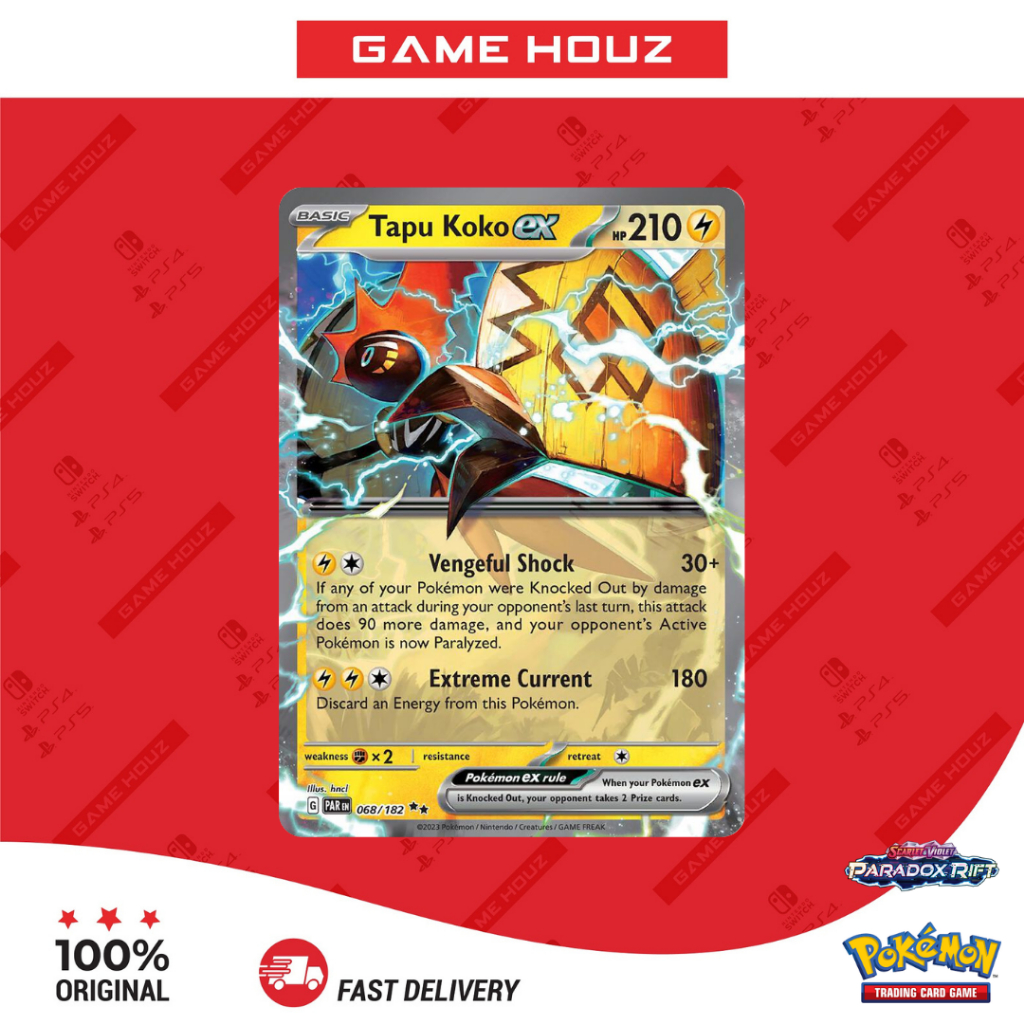 (PTCG) Tapu Koko ex (068/182) [SV04-Scarlet & Violet Paradox Rift] | Shopee Malaysia