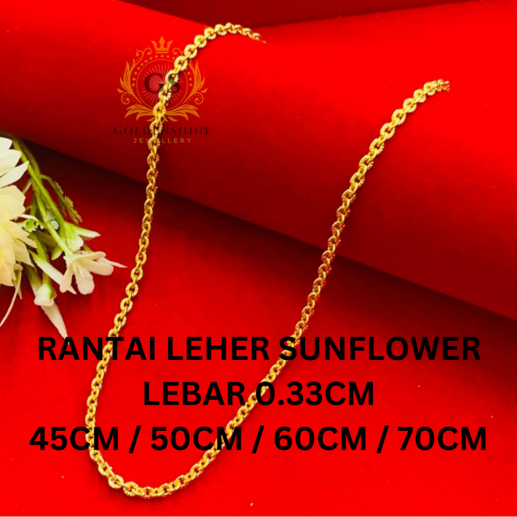 LV EMAS KOREA HIGH QUALITY SADUR 24K 916 RANTAI LEHER SUNFLOWER HALUS ...