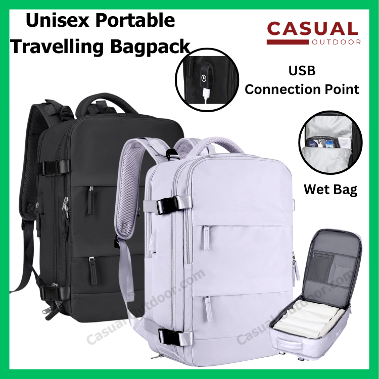 Unisex Duffel Backpack Beg Pack Waterproof Wet Pocket Shoes Compartment ...