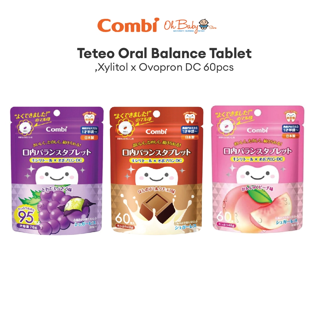 Combi Teteo Oral Balance Tablet, Xylitol x Ovopron DC 60pcs | Shopee ...