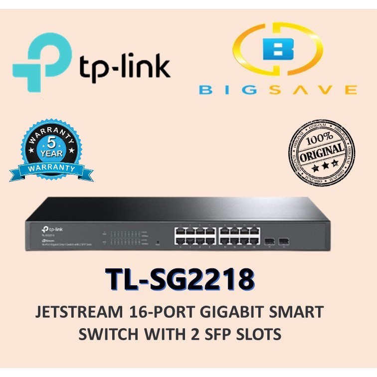 TP-LINK TL-SG2218 JETSTREAM 16-PORT GIGABIT SMART SWITCH WITH 2 SFP ...