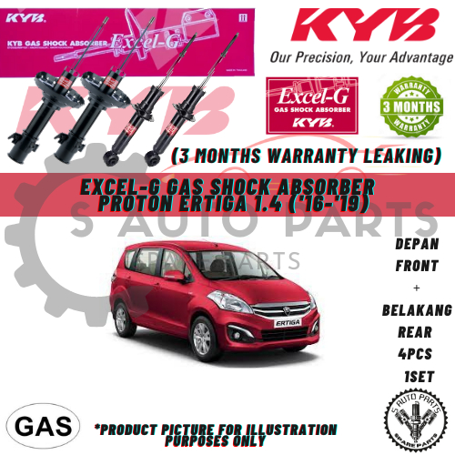 PROTON ERTIGA 1.4 (FRONT 2PCS REAR 2PCS 1SET 4PCS) 100% KAYABA (KYB) EXCEL-G GAS SHOCK ABSORBER ...