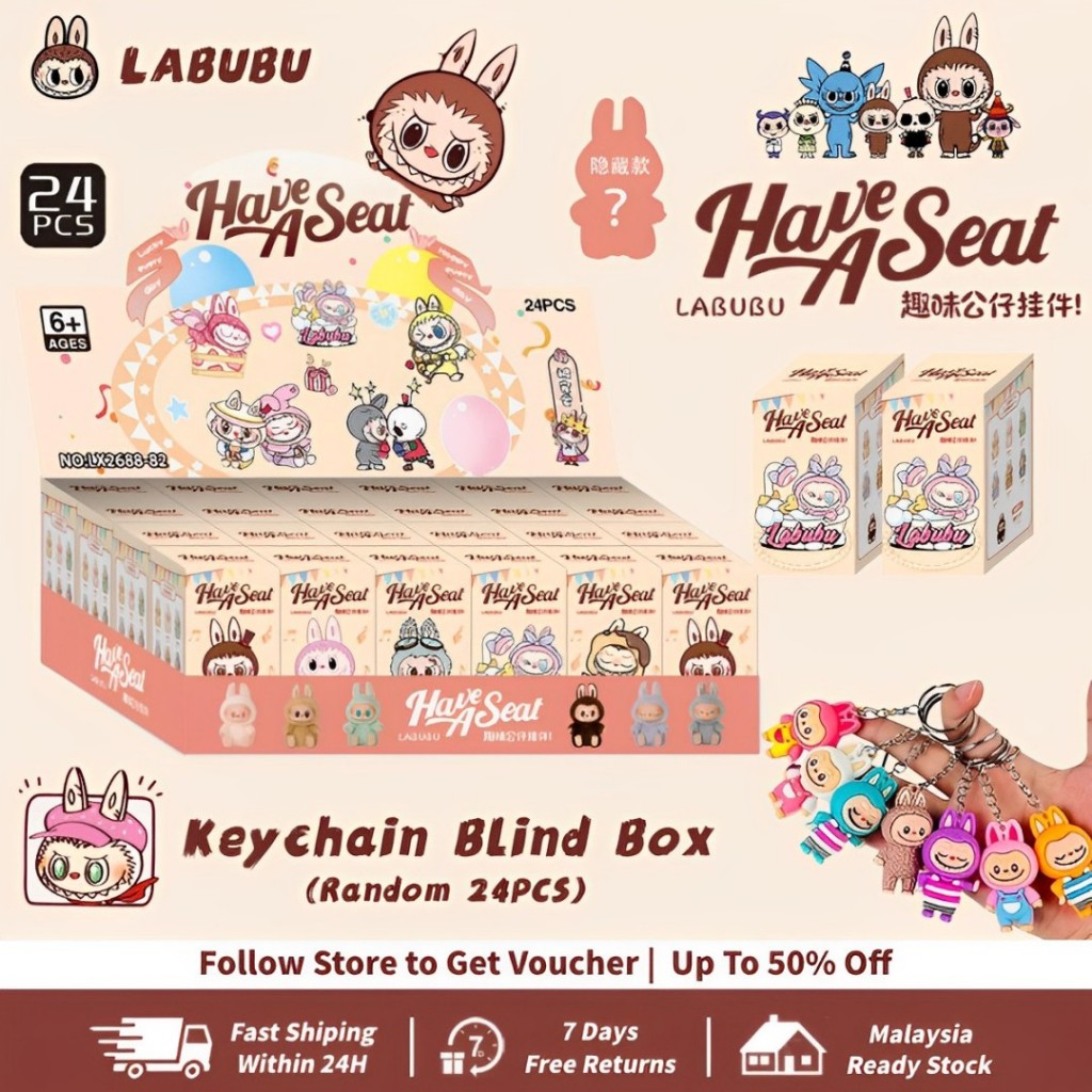 【48H Delivery】24PCS Labubu Keychain Blind Box Bag Cute Cartoon Doll ...