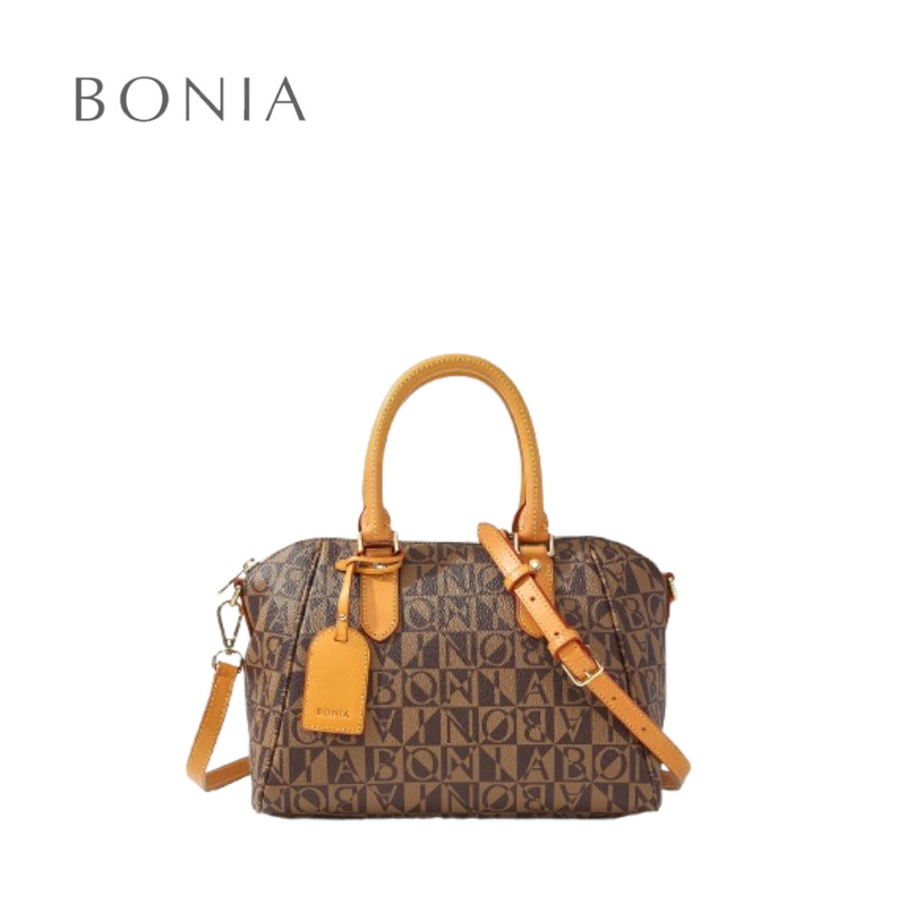 Bonia Dark Brown Monogram Satchel IV | Shopee Malaysia