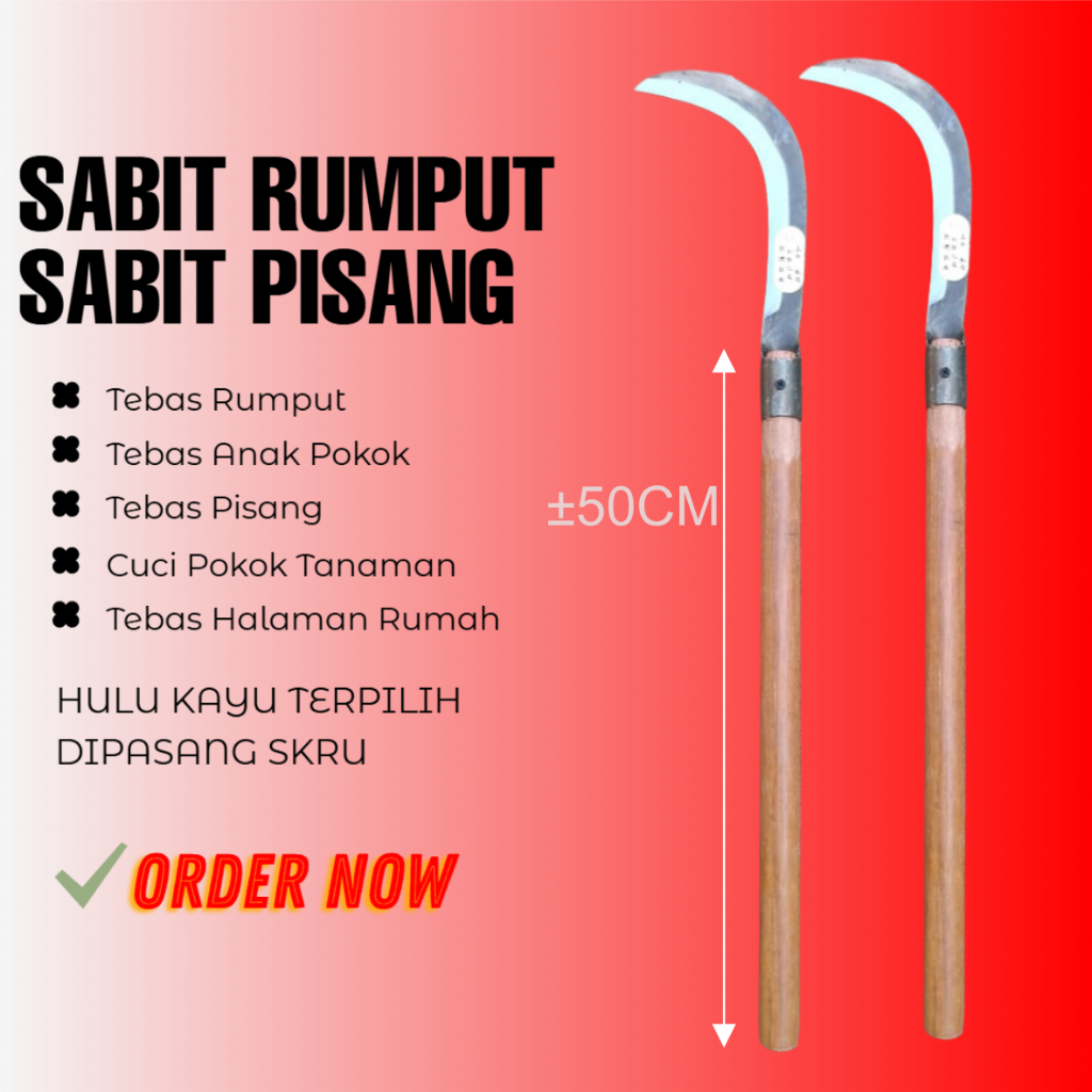Grass Sickle [Sabit 2] With Wood Handle Sabit Rumput Hulu Kayu Sabit ...