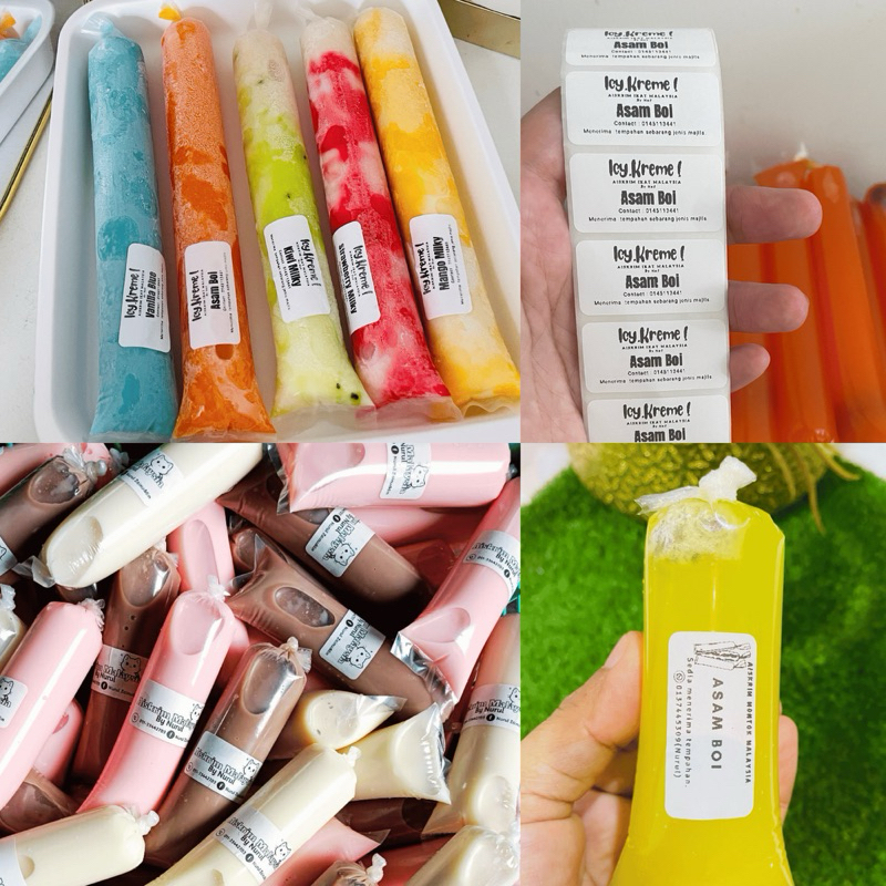 20x40mm (1set -100pcs) Sticker label Aiskrim / labelling dan Frozen ...