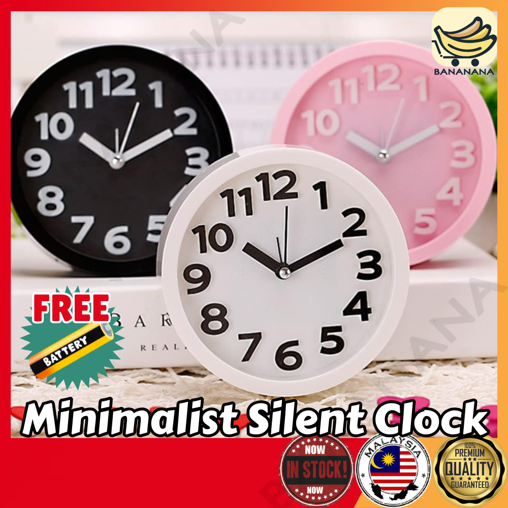 Minimalist Candy Color Silent Alarm Clock Cute Analog Desktop Clock ...