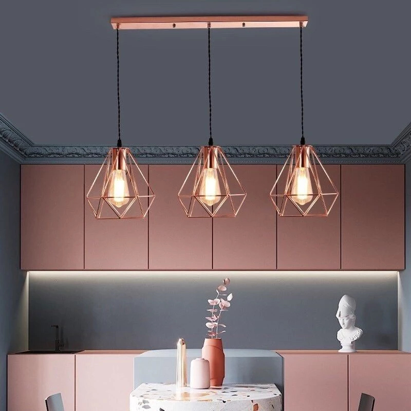 Modern minimalist retro rose gold chandelier dining table bar counter ...