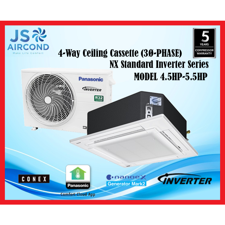 PANASONIC STANDARD INVERTER NX SERIES 4-WAY CASSETTE R32 (3Ø-Phase ...