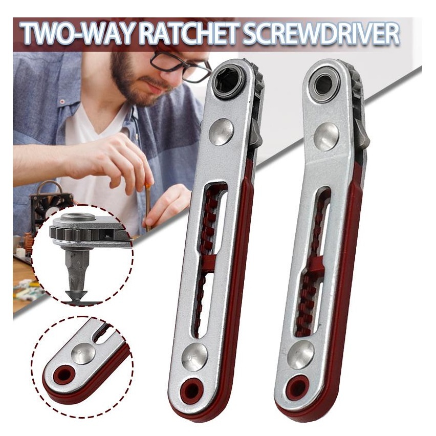 2 Way Ratchet Wrench Forward Reverse Ratchet Screwdriver Curved Flat ...
