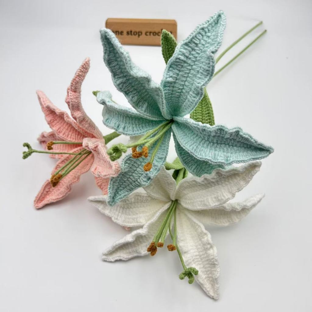 sulam blossom Handmade Crochet lily flower Bouquets Artificial Wedding ...