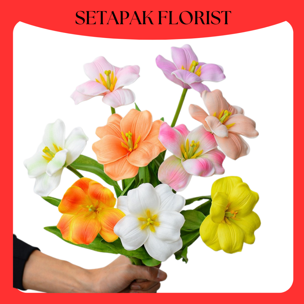 (1PCS) PU BLOOMING TULIP Decoration Fake Flowers Home Wedding Open ...