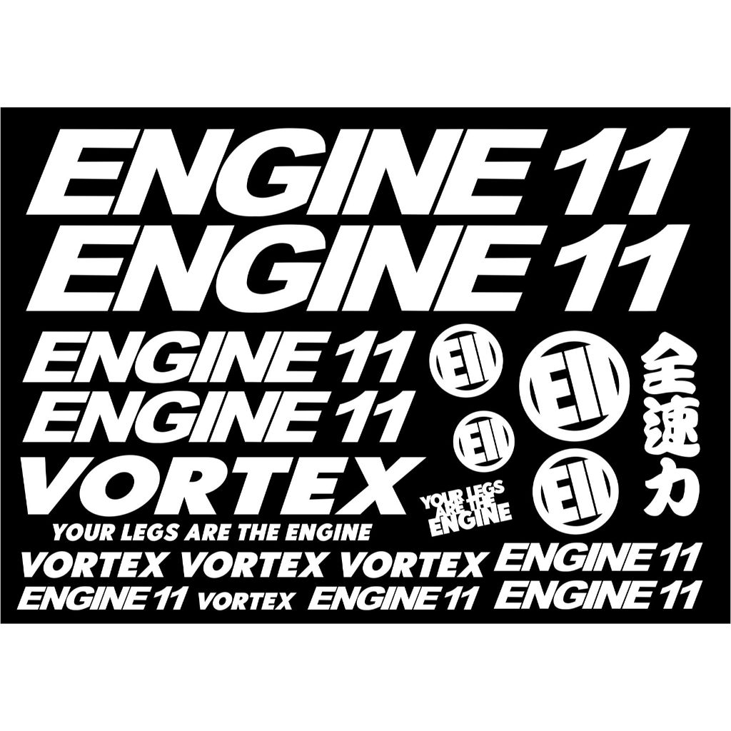 20 pcs ENGINE 11 VORTEX fixie fixed gear cycling bike frame sticker ...