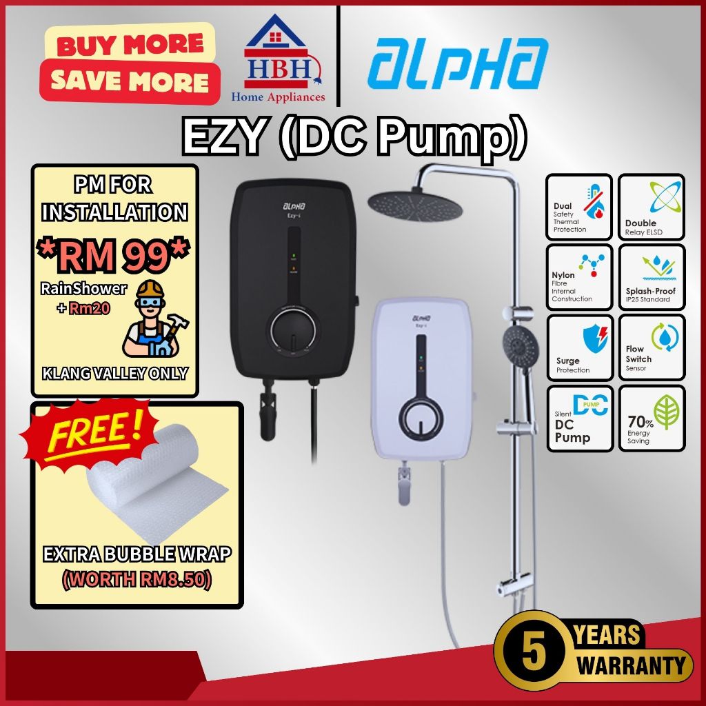 (Rm99 Install) ALPHA - EZY i Rain Shower Instant Water Heater (DC Pump) | EZY i Instant Water ...