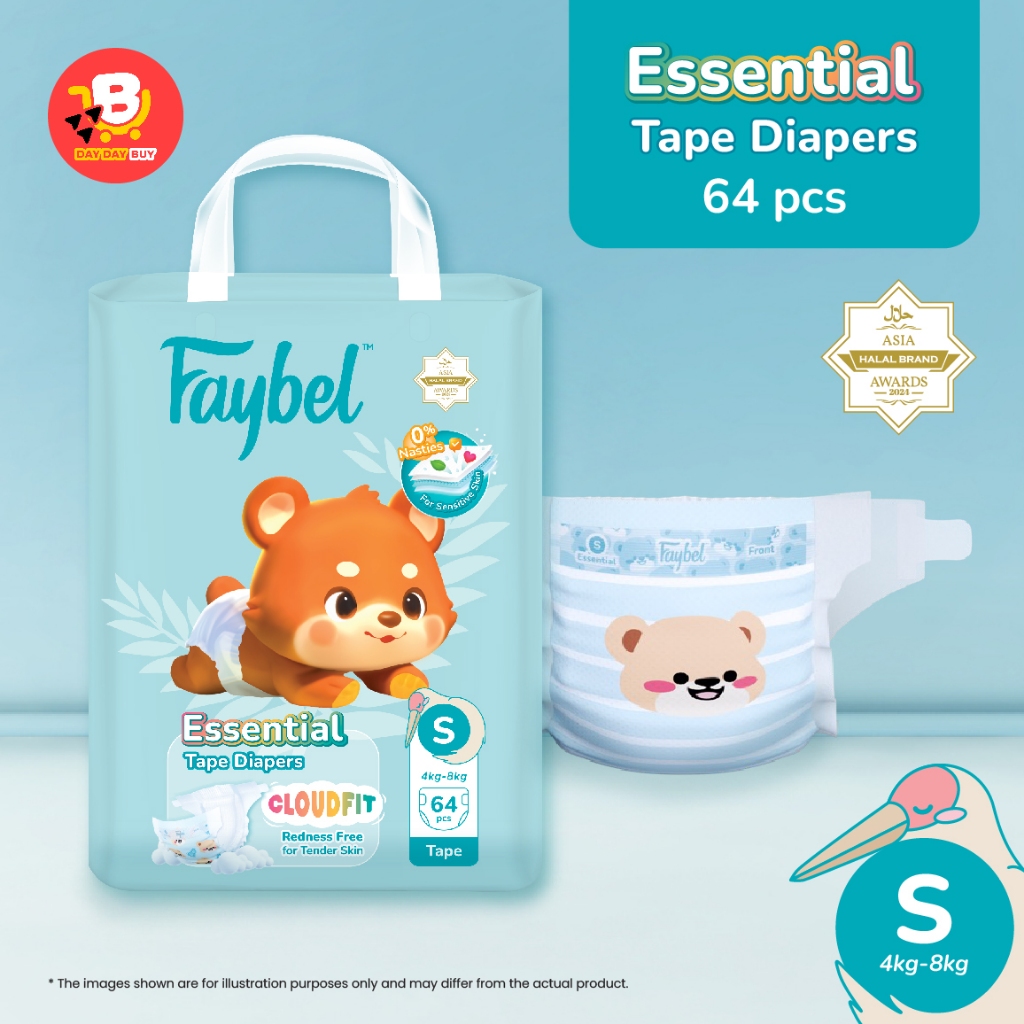Faybel Baby Essestial TAPE Diaper - S 64pcs (TAPE) | Shopee Malaysia