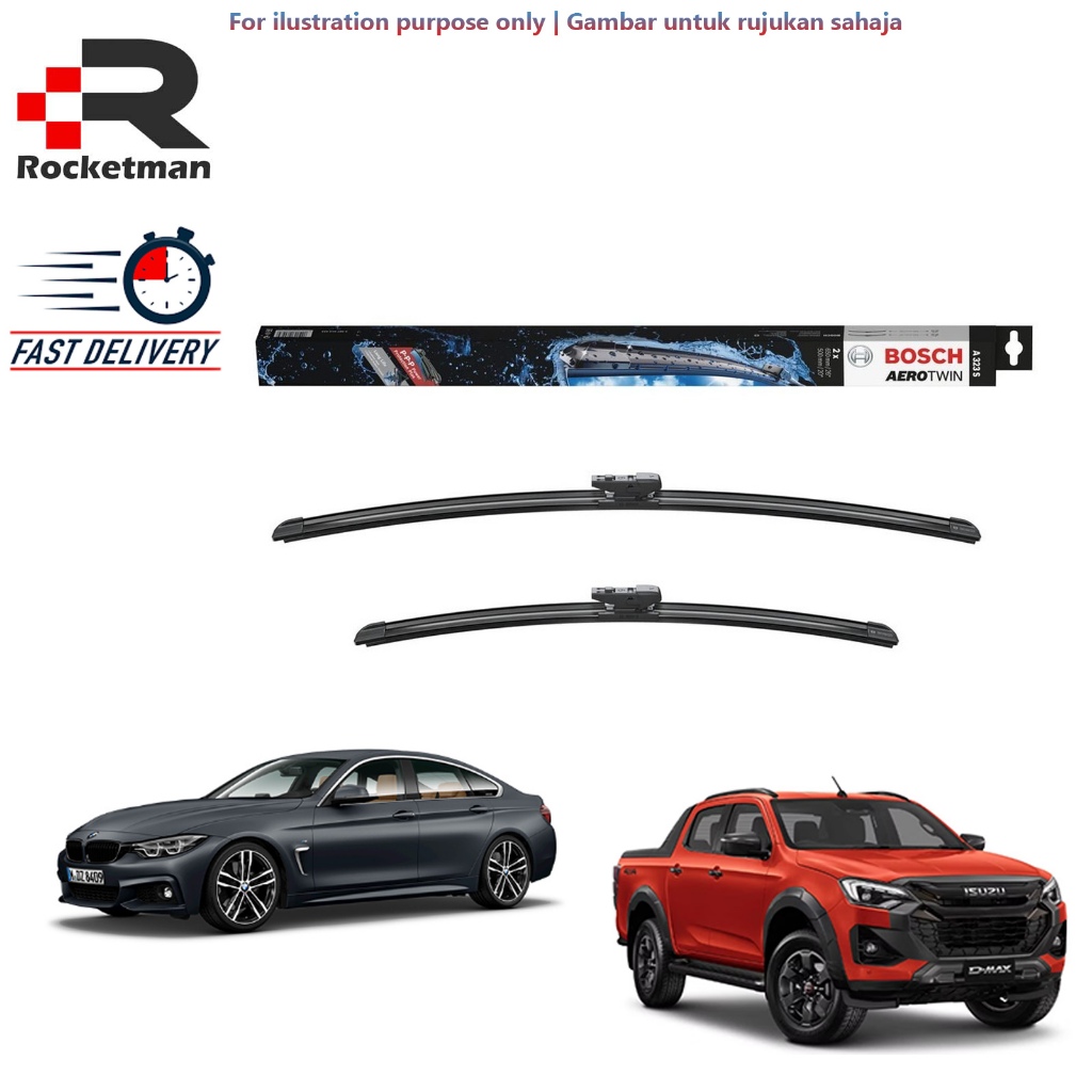 BOSCH AEROTWIN WIPER BLADE ISUZU DMAX RG01 2021+ BMW 420i 428i 430i F36 (23"+16") | Shopee Malaysia