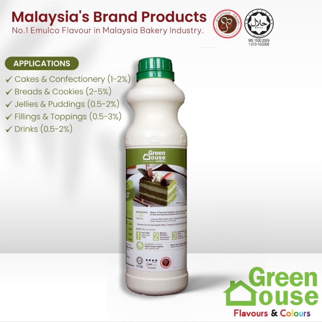 [HALAL] Perisa Pewarna Makanan Green Tea Emulco Flavour Green House ...