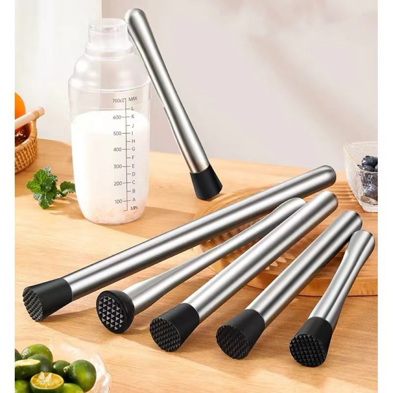Stainless Steel Wine Mixing Stick Cocktail Muddler Shaker With Crushing Hammer Fruit Muddler ...