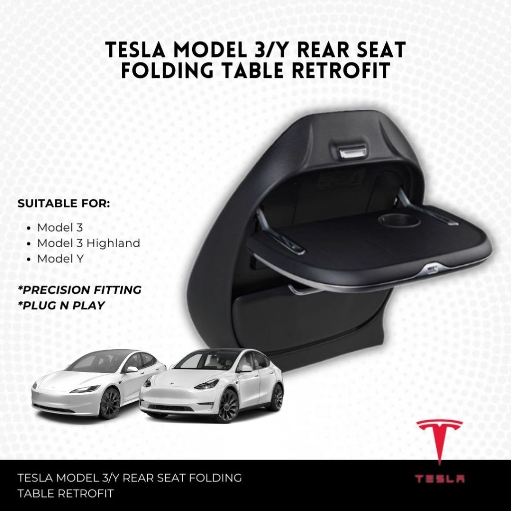 Tesla Model 3/Y Rear Seat Folding Table | Plug n Play Model 3 Model Y ...