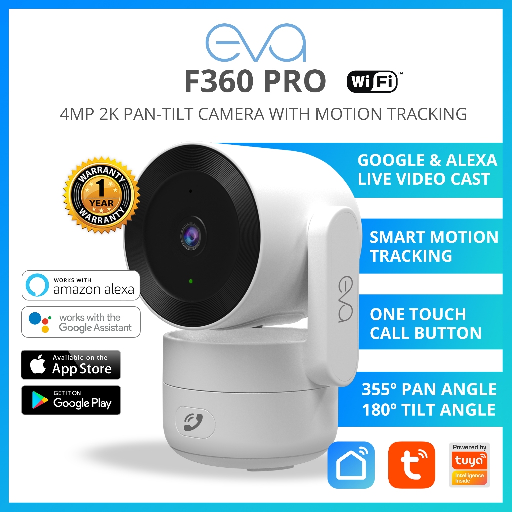 Eva F360 PRO 4MP 2K WiFi Smart Pan Tilt Camera with Motion Tracking ...
