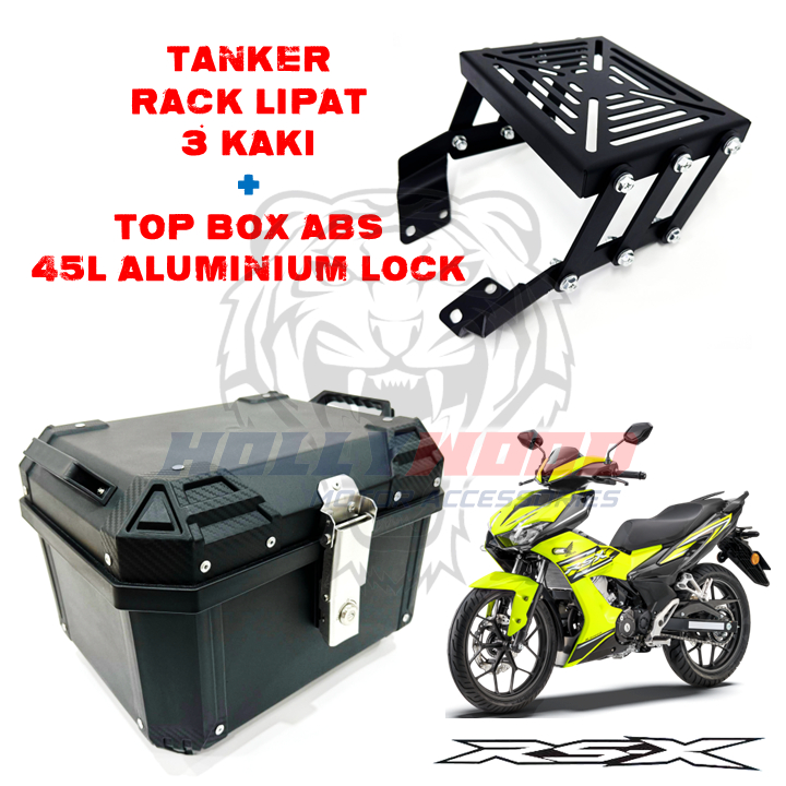 HONDA RSX RS-X150 MONORACK LIPAT JB STYLE + 45L ABS TOP BOX ALUMINIUM ...